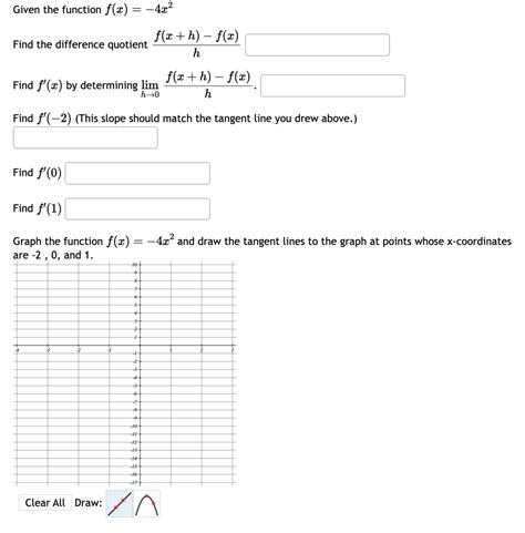 solved given the function f x −4x2 find the difference