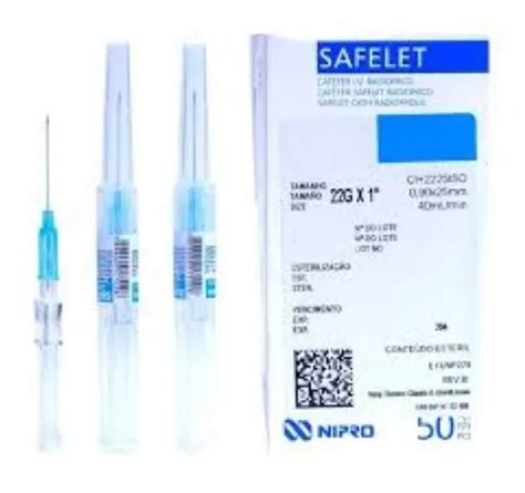 Cateter Intravenoso 22g C 10 Und Nipro Safelet MercadoLivre