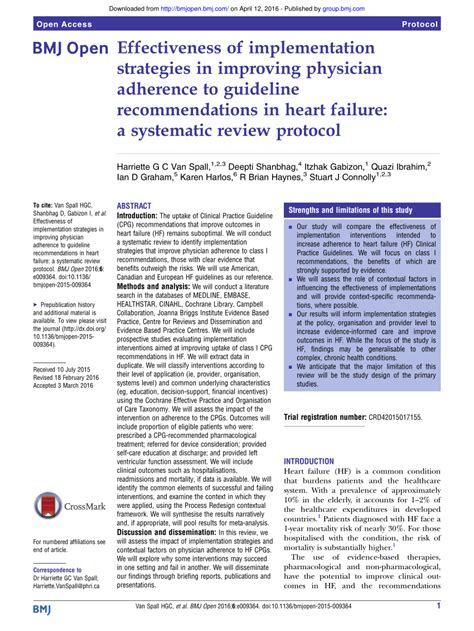 Pdf Effectiveness Of Implementation Strategies In Improving Physician Adherence To Guideline