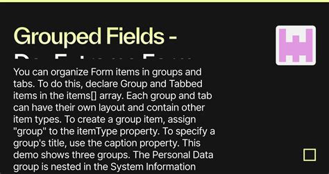 Grouped Fields Devextreme Form Forked Codesandbox