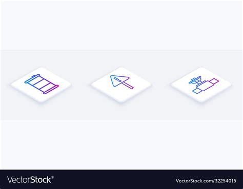 Set Isometric Line Barrel Oil Exclamation Mark Vector Image