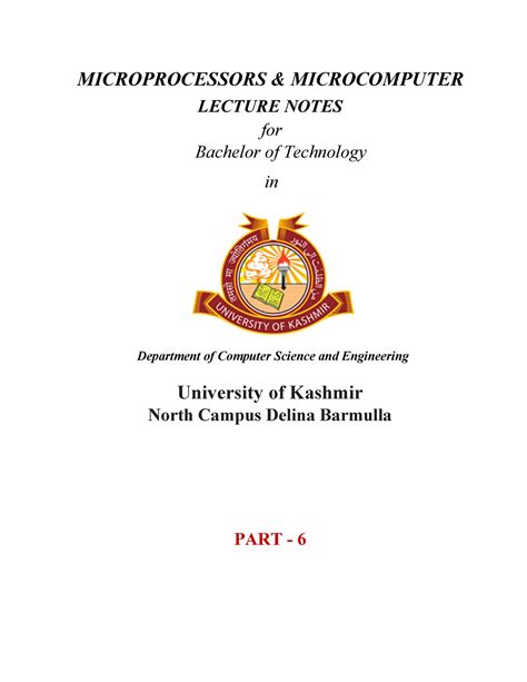 Microprocessors And Microcomputer Part MICROPROCESSORS MICROCOMPUTER LECTURE NOTES For