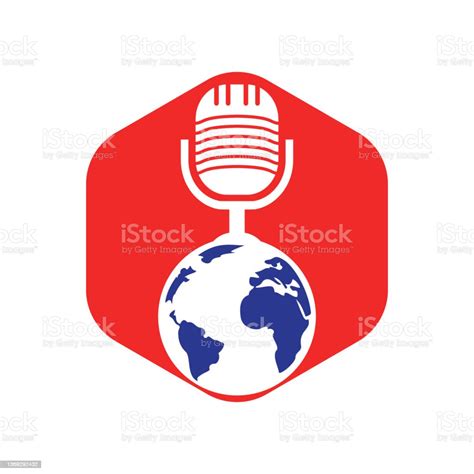 글로벌 팟 캐스트 로고 디자인 방송 엔터테인먼트 비즈니스 로고 템플릿 벡터 일러스트레이션 개념에 대한 스톡 벡터 아트 및 기타