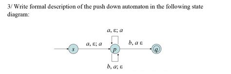 Solved 3write Formal Description Of The Push Down Automaton