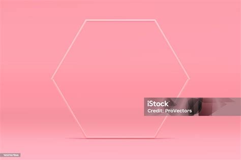 핑크 3d 육각형 프레임 우아한 테두리 모형 화장품 쇼 프리젠테이션 벡터 0명에 대한 스톡 벡터 아트 및 기타 이미지 0명
