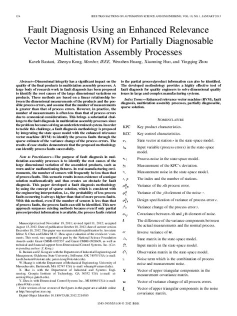 Pdf Fault Diagnosis Using An Enhanced Relevance Vector Machine Rvm