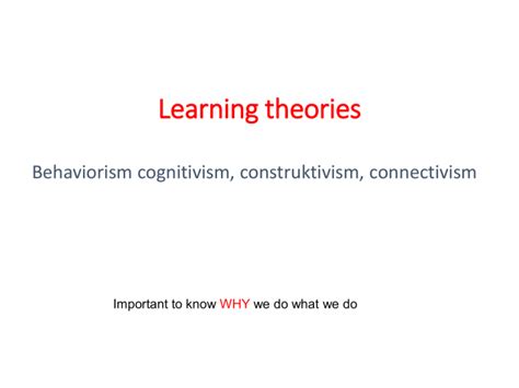 Learning Theories Behaviorism Cognitivism Constructivism