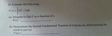 Solved Consider The Following F X Integral X T T Chegg
