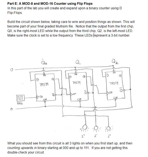 part e a mod 8 and mod 16 counter using flip flops