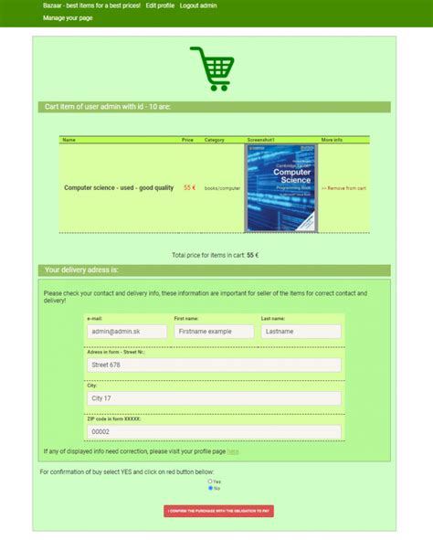 Bazaar Php Example Code Part 8 Shopping Cart Of User Cdesignereu