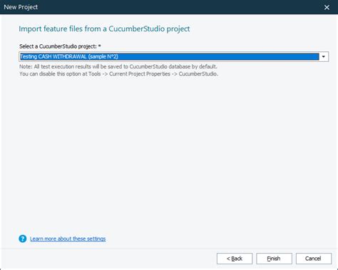 Create New Project Wizard Add Bdd Files Page Testcomplete Documentation
