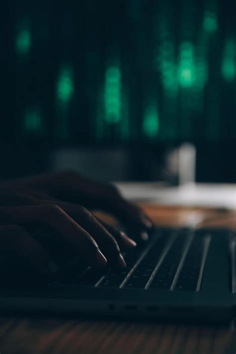 Hacker Code In Laptop Cyber Security Privacy Or Hack Threat Coder Or