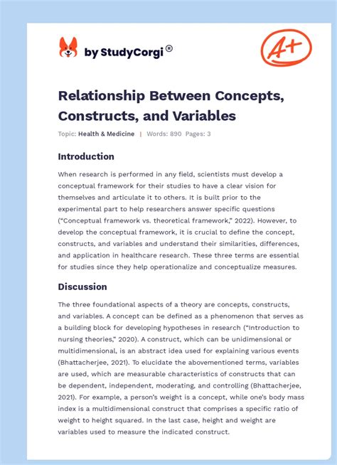 Relationship Between Concepts Constructs And Variables Free Essay Example