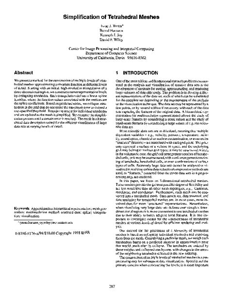 Pdf Simplification Of Tetrahedral Meshes