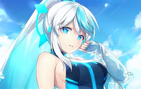 Wallpaper Girl Sexy Wet Long Hair Anime Blue Eyes Beautiful