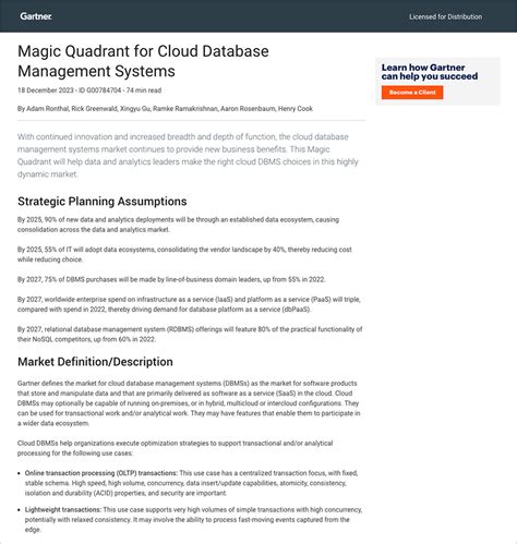2023 Gartner® Magic Quadrant™ For Cloud Database Management Systems Dbms Cloudera