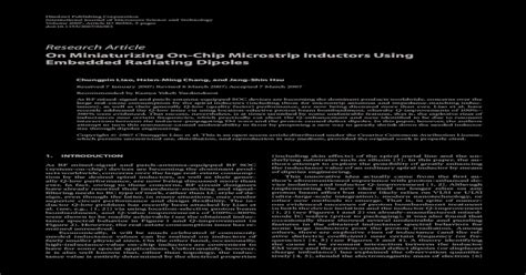 Pdf On Miniaturizing On Chip Microstrip Inductors Using Archive 2007