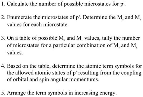Solved 1 Calculate The Number Of Possible Microstates For P