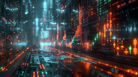 Premium Photo Futuristic Digital City With Glowing Binary Code And