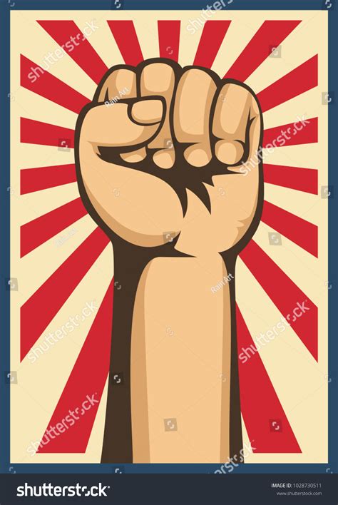 Clenched Fist Held Raised Air Poster 스톡 벡터로열티 프리 1028730511