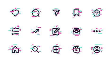 Premium Vector Social Media Icons With Distorted Glitch Effects