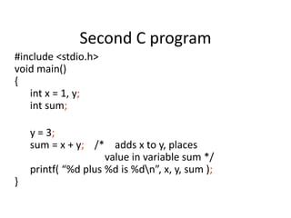 First C Program Ppt Ppt