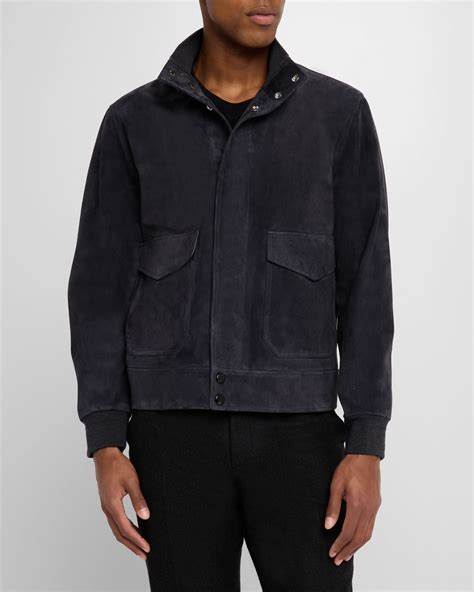 Dunhill Mens Harrington Suede Blouson Jacket Neiman Marcus