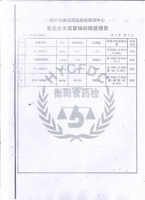 衡山衡岳粮油贸易有限公司检验报告 衡山县人民政府门户网站