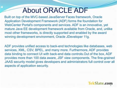 Tekslate Oracle Adf Pptx Databases Computer Software And Applications