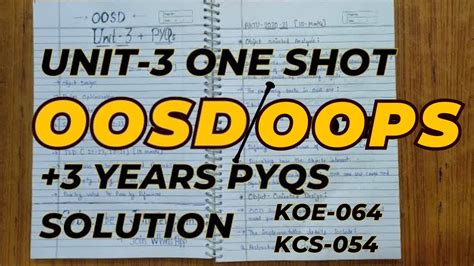 Oosd One Shot Unit 3 Bcs054 Oosd Pyqs Aktu Exams Oops Imp Topic Oosd With C Youtube