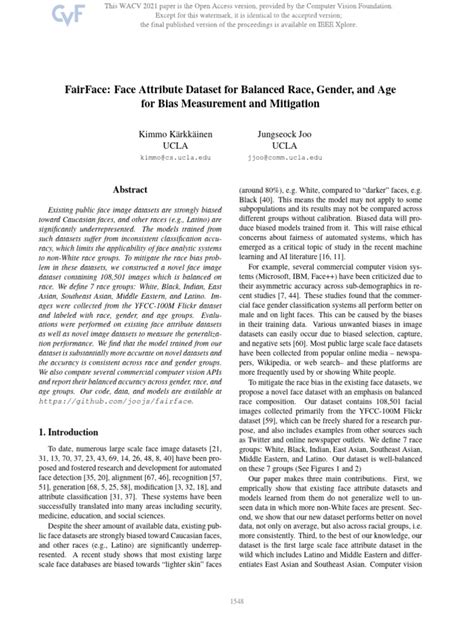 Karkkainen Fairface Face Attribute Dataset For Balanced Race Gender And Age Wacv 2021 Paper