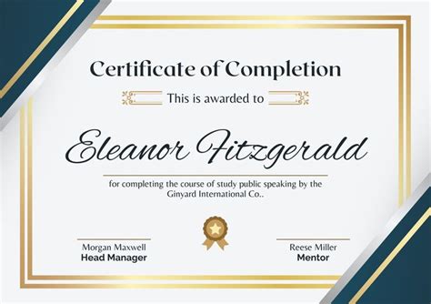 Certificate Of Completion Word Template