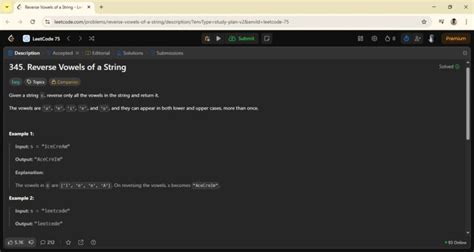 Leetcode Codingchallenge Reversevowels Algorithm Problemsolving