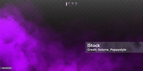 보라색 안개 또는 연기가 자욱합니다 사실적인 안개 투명한 배경에 고립 된 대기 안개 효과와 연기 구름 벡터 추상 클라우드 텍스처 보라색에 대한 스톡 벡터 아트 및 기타