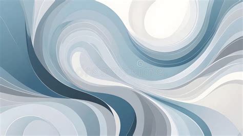 Abstract Flowing Waves In Shades Of Blue And White Modern Art Design Stock Illustration