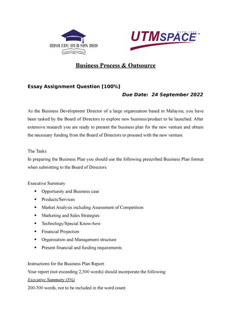 Utm Business Process Outsource Assignment Qp 28822 Business