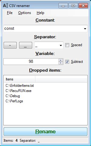 GitHub Publicdomain Csv Renamer A Mass Renamer With Three Parameters C Constant S