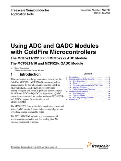 Freescale Adc And Qadc Modules With Coldfire Microcontrollers Pdf