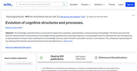 Evolution Of Cognitive Structures And Processes Scite Report