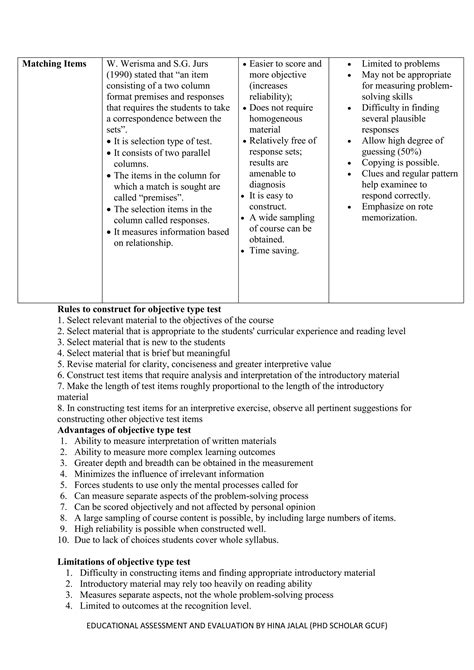 Educational Assessment And Evaluation Constructing Objective Test Items PDF Standardized