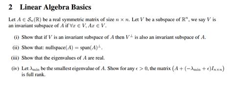 Solved Linear Algebra Basics Let A E Sn R Be A Real Chegg