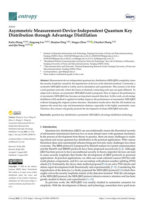 Pdf Asymmetric Measurement Device Independent Quantum Key Distribution Through Advantage