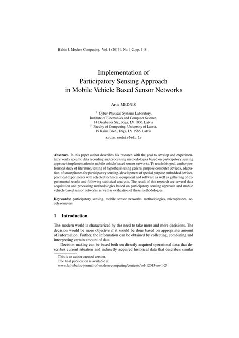 Pdf Implementation Of Participatory Sensing Approach In Mobile Vehicle Based Sensor Networks