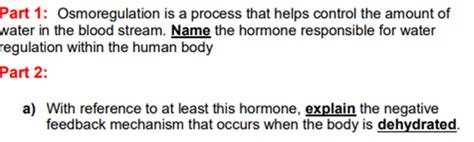 Solved Part 1 Osmoregulation Is A Process That Helps
