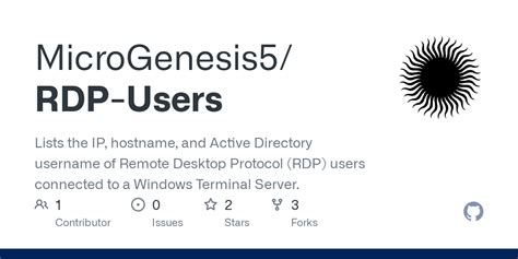 GitHub MicroGenesis5 RDP Users Lists The IP Hostname And Active Directory Username Of