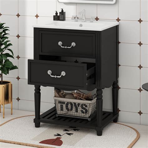Astoria Grand 24” Bathroom Vanity With Ceramic Sink French Style