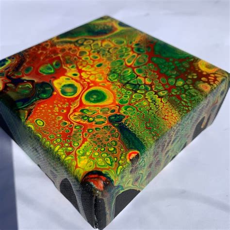 Paint Pour On Canvas Bug Etsy