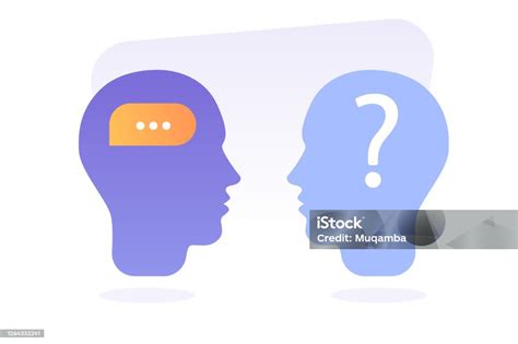 음성 버블과 물음표가 있는 휴먼 헤드 실루엣 자기 질문 인지 심리학 또는 정신과 도움과 조언 정신 건강 현대 고립 된 플랫 벡터 일러스트레이션 물음표에 대한 스톡 벡터 아트