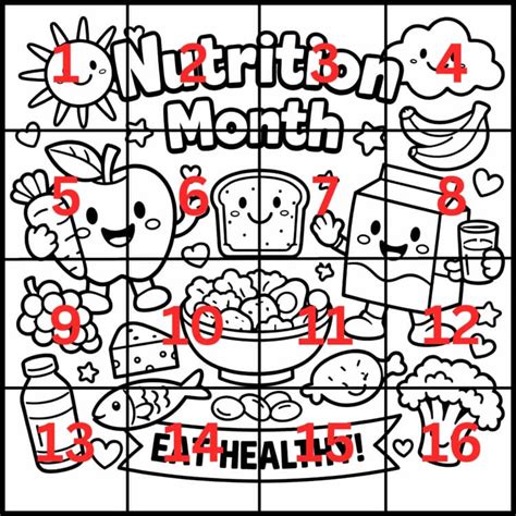 Nutrition Month Collaborative Coloring Poster Class Art Project