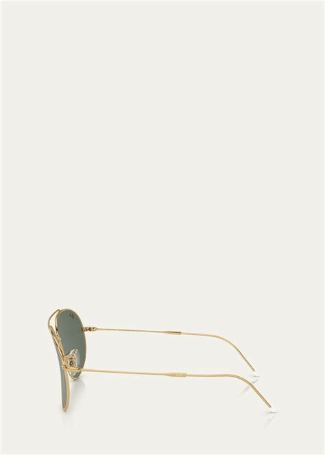 Ray Ban Golden Metal And Plastic Aviator Sunglasses Bergdorf Goodman
